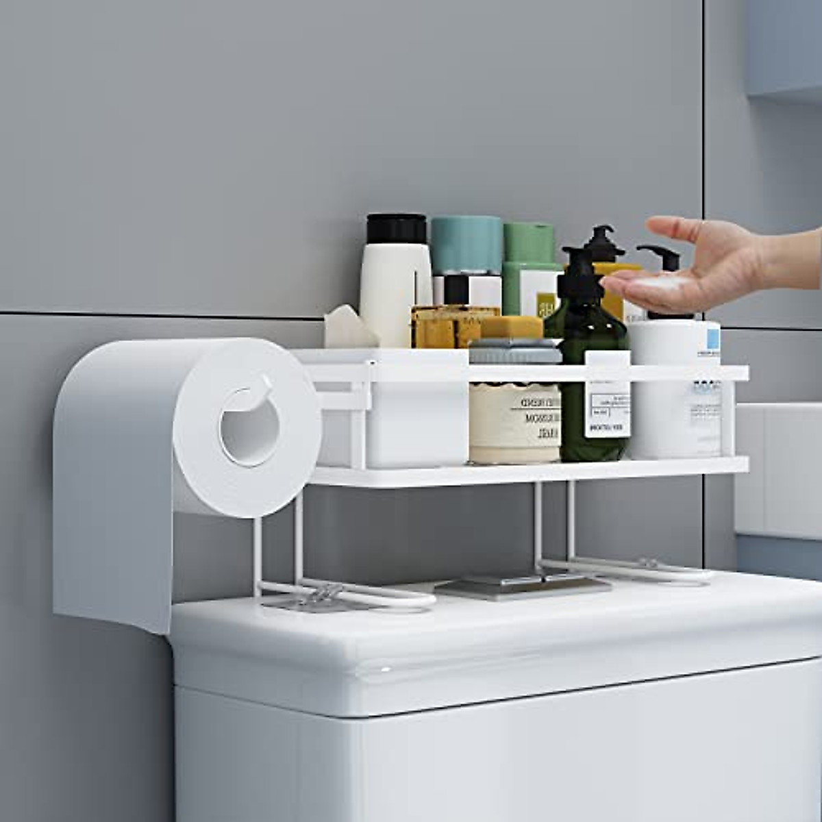 Apsan Over The Toilet Shelf, Bathroom Organizer Multifunctional Toilet Rack,No Drilling Space Saver with Wall Mounting Design (White)