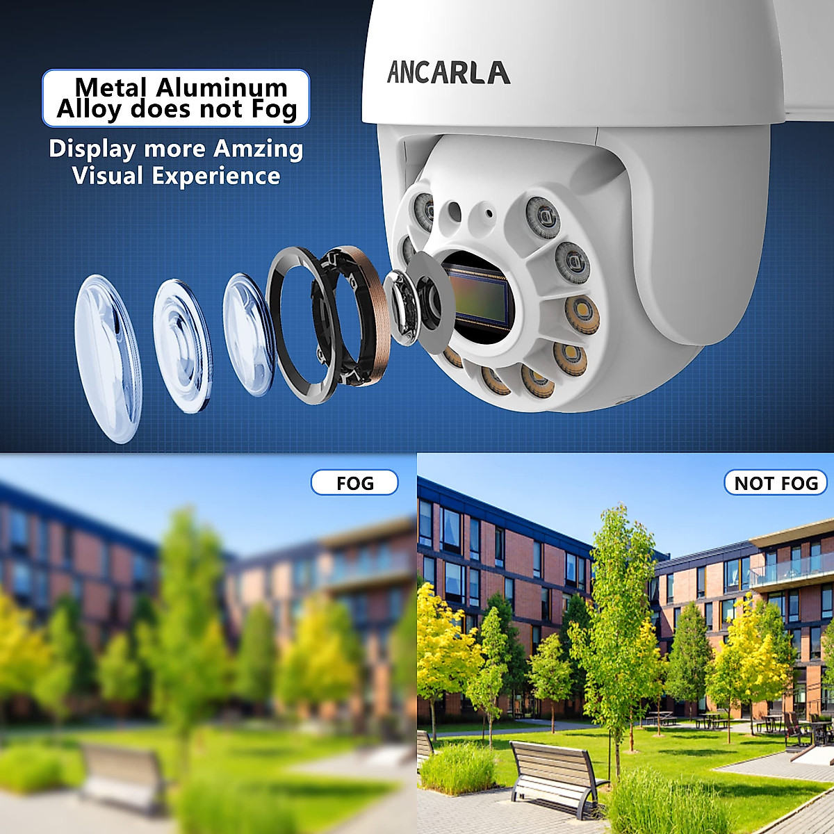 Security Camera WIFI Wireless 360° View Smart Home Surveillance Cameras with Motion Detect,Color Night Vision,Two Way Talk,Human body Auto Tracking,The Camera need to connect to the DC12V power supply