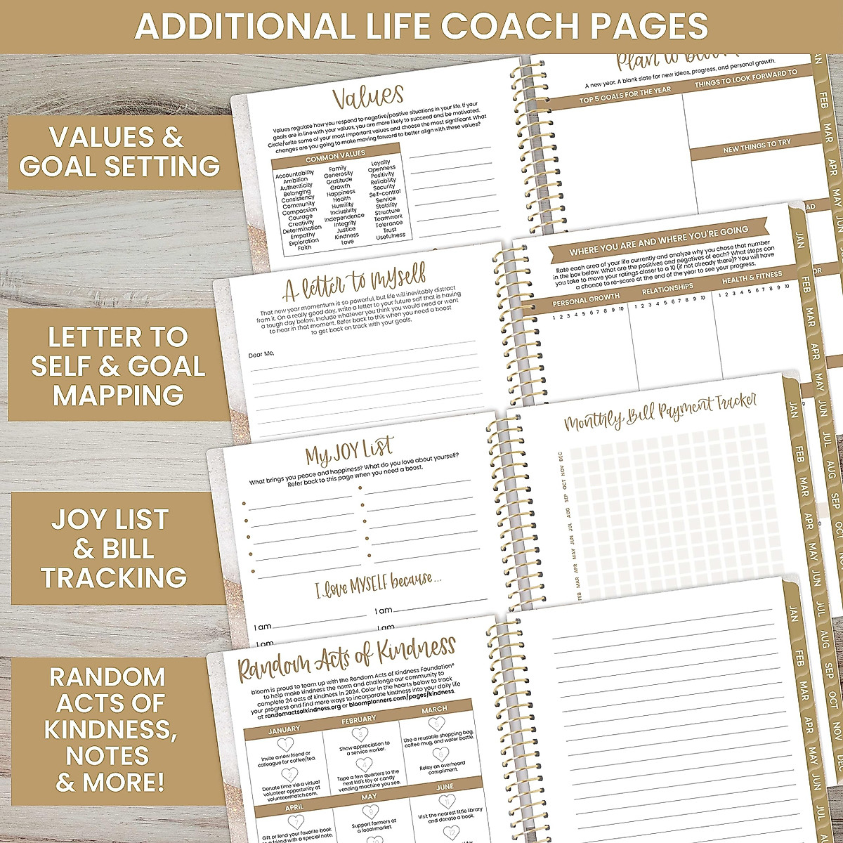 bloom daily planners 2024 Pocket Planner - 4” x 6” - (January 2024 - December 2024) - MINI Weekly/Monthly Agenda Organizer & Calendar Book - Brushed Beige