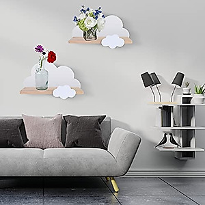 1 Pcs Floating Cloud Shelves for Children’s Bedroom - Wooden Wall Shelf Cute Cloud Floating Bedroom Book Shelf Kids Nursery Room Floating Shelves Storage Shelf,Wooden Shelf for Wall Decoration