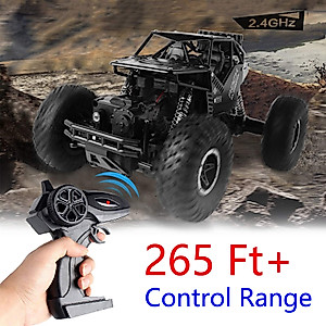 RC Car Remote Control Truck 4x4 Off Road Monster Truck for Kids, 2.4Ghz 1:16 Rock Crawler with Two Rechargeable Batteries Waterproof for All Terrain Electric Toy Car for Boys and Girls