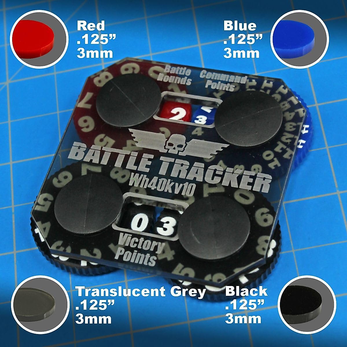 LITKO Battle Tracker | Victory Points | Turn | Command Points | Objective | Battle Points | Tracker | Compatible with Warhammer 40K 10th Edition and Age of Sigmar