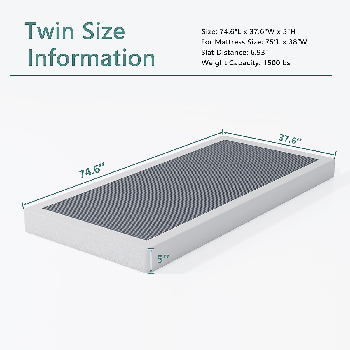 XINXINYAN Twin Box Spring 5 Inch High,Heavy Duty Mattress Foundation,Sturdy Metal Twin Box Spring Only with Fabric Cover Set, Easy Assembly, Noise Free