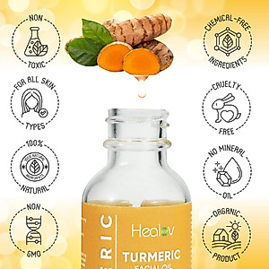 Turmeric Serum for Face & Body - All Natural Turmeric Skin Brightening Serum for Dark Spots - Turmeric Facial Repair Serum Cleanses Skin, Fights Acne, Evens Tone, Minimizes Pores - Pure Turmeric Oil