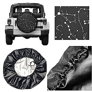 Starry Divination Constellation Spare Tire Cover,Universal Tire Covers for Trailers,RV,Truck, SUV, Camper,Waterproof Wheel Protector,14 15 16 17 Inch Wheel