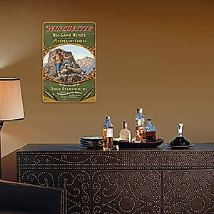 Vintage Metal Tin Signs Vintage Metal Sign Winchester Rifles Ammunition Guns Big Game Ammo Hunting Rustic Tin Metal Sign Custom Metal Tin Signs Man cave 20x30cm Field Survival Hunting tin Signs 8x12