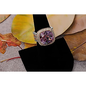 ORO LEONI Cushion Cocktail Two Tone Ring in 925 Sterling Silver, Rose Gold, White and Pink