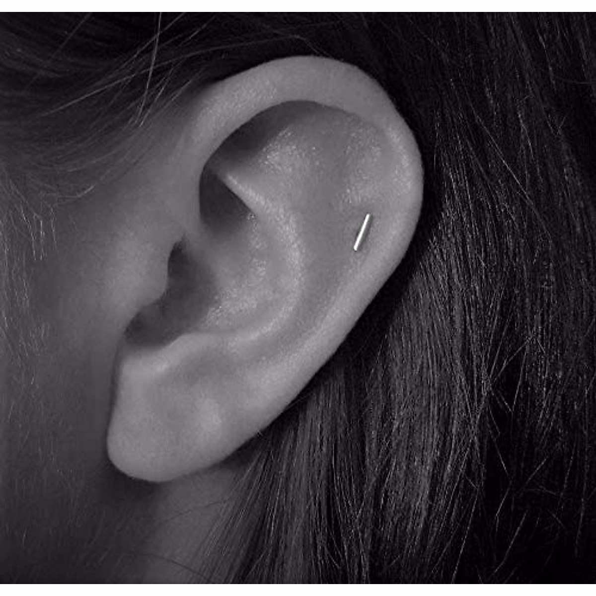 Minimalist 14k Gold Tiny Stud Bar Earrings Polished Solid Gold Bar Line Stick Studs (white-gold)