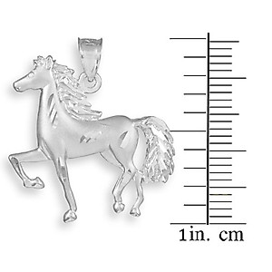 Animal Kingdom 925 Sterling Silver Satin Finish Horse Charm Pendant