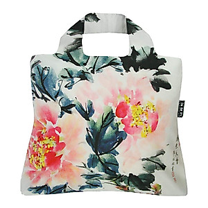Envirosax Reusable Grocery Bags-Fashionable Shopping Tote Bag Set of 5 China-chic Design Peony Multicolored