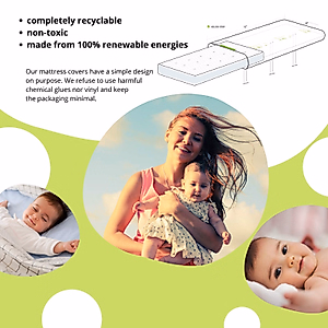 Harlow's Earth Protective Porta Crib Waterproof Mattress Cover, Waterproof, Safe Sleep Protection from Toxic Mattress Off Gassing, Impermeable Barrier Between Chemicals and Your Baby
