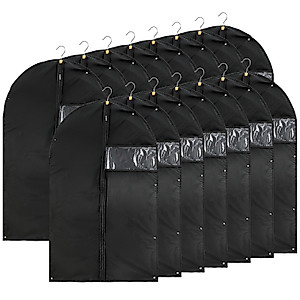 15 Pack Suit Bags Garment Bag for Men Storage 40-inch Clothes Cover with Clear Window and ID Card Holder for Suit Jacket, Skirt, Shirt and Coat