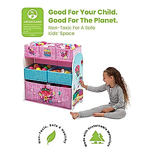 Delta Children Chair Desk with Storage Bin + Design and Store 6 Bin Toy Storage Organizer, Trolls World Tour (Bundle)
