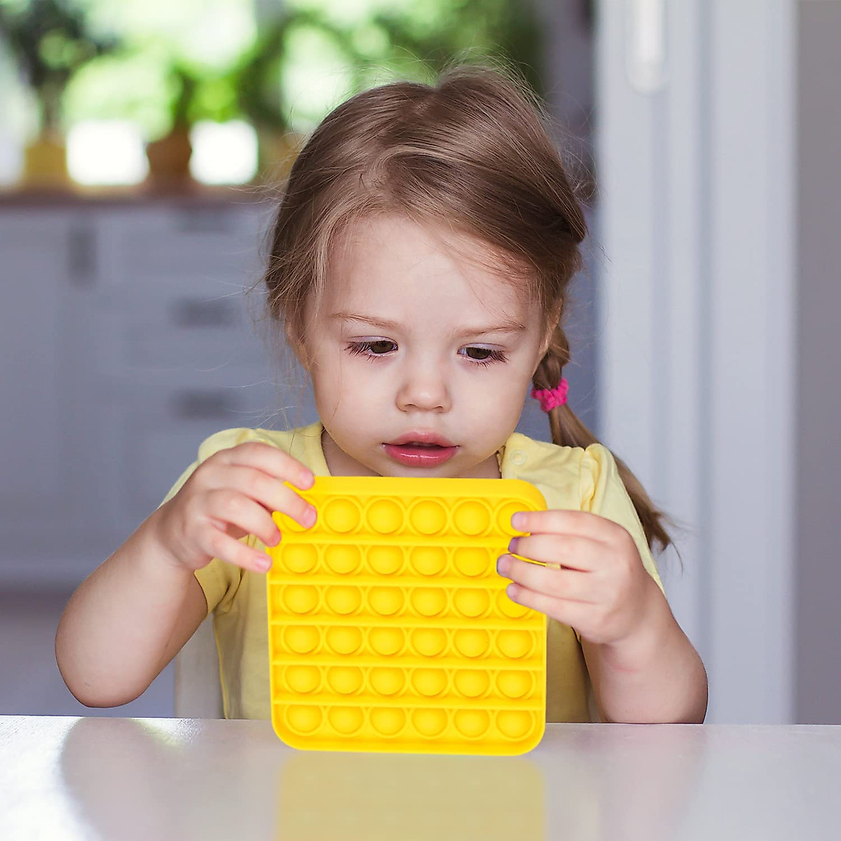 RadBizz Push Pop Bubble Fidget Sensory Toy - for Autism, Stress, Anxiety - Kids and Adults (Square Yellow)
