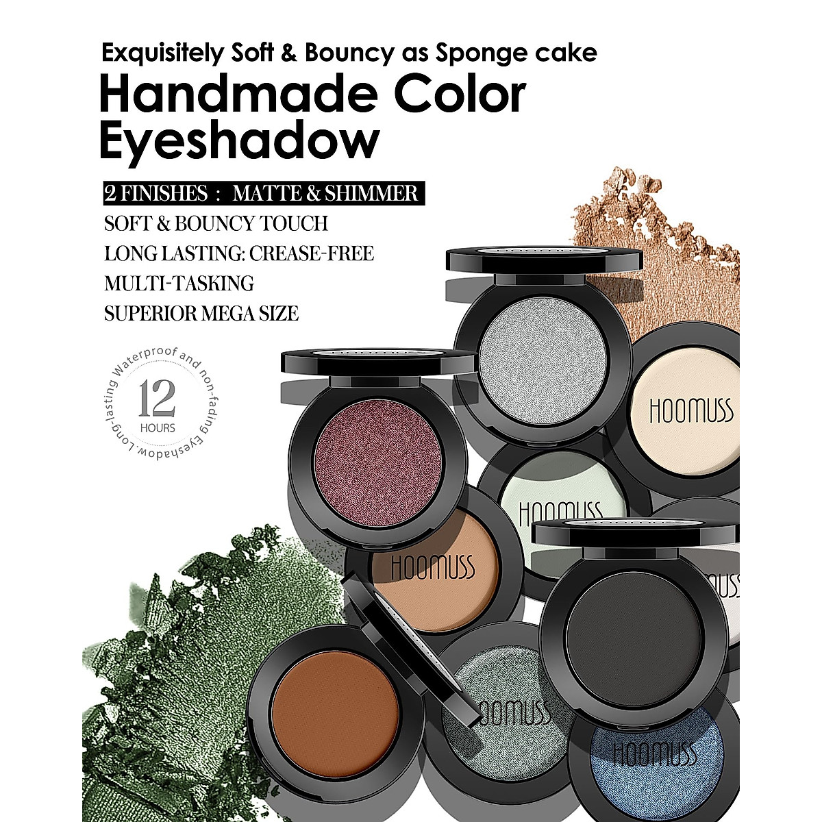 HOOMUSS Nude Naked Eyeshadow Matte Handmade Eye Sahdow Pressed Powder Palette, High Pigmented & Long Lasting, Intense Color Nude Bold Eyes (Nude)