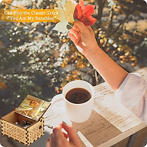 Personalized Music Box Custom Gift with Your Photo Text Wooden Hand Crank Music Box for Father's Day Mother's Day Valentine's Day Wedding Anniversary Birthday