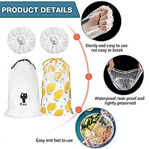 200PCS Plastic Elastic Bowl Covers Reusable, Plastic Food Covers with Elastic Food Storage Covers Bowl Covers for Leftover, Plastic Covers for Bowls for Family Outdoor Picnic Easter