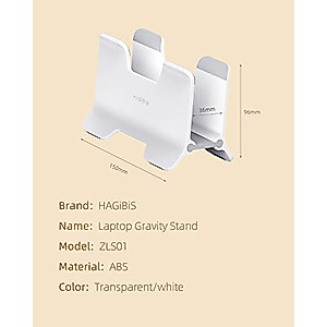 Hagibis Vertical Laptop Stand Desktop for Desk Gravity Locking Holder Dock Save Space Improves Airflow for MacBook Pro, Mac Mini, Surface, HP, Dell, Chrome Book (White ABS)