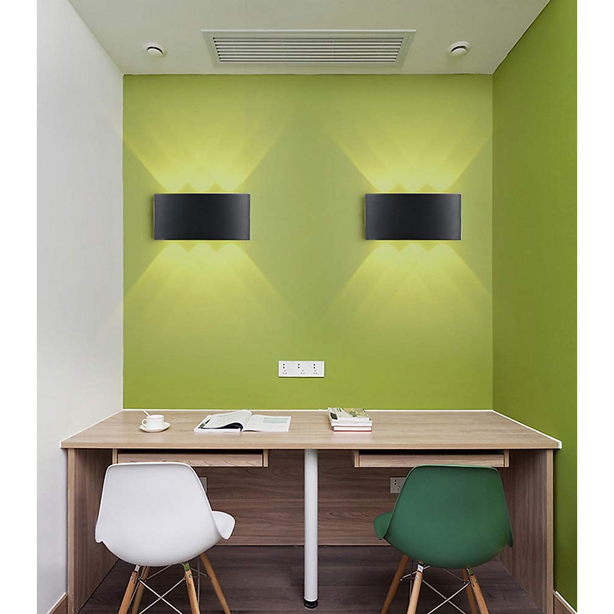 Yosoan Modern LED IP65 Waterproof Exterior Wall Lamp with Backing Plate, 8W 86V-265V White 4000K Aluminum Indoor Outdoor Surface Mount Rainsafe Matte Black Up Down Porch Staircase Hallway Garage