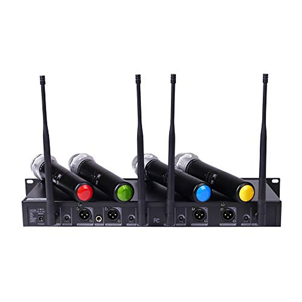 GTD Audio 4x800 Adjustable Channels UHF Diversity Wireless Cordless Handheld Microphone Mic System Ideal for Church, Karaoke, Dj Party, Range 450ft (4 Handheld Mics)
