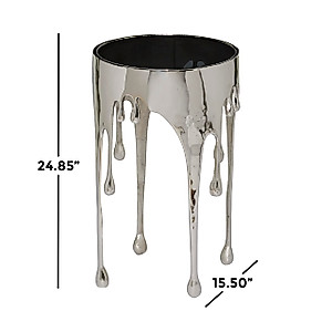 Deco 79 Contemporary Aluminum Accent, Side Table 16" x 16" x 25", Silver