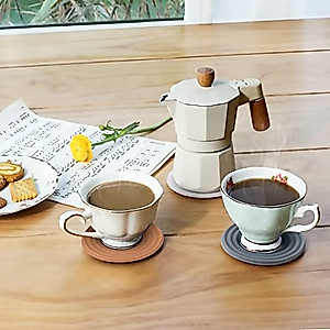 Set of 6 Silicone Coasters for Drinks - HOMKULA 10mm Thick, Coasters for Coffee Table, Drink Coasters for Wooden Table, Rubber Coasters, Stain-Resistant, Non-Absorbent, Dishwasher Safe