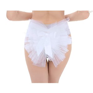 Ruolai Women's Bikini Veil Booty Veil for The Bride Booty Cover for The Bride Bridesmaids White Booty Veil