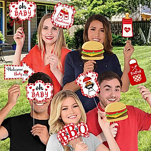 Kreatwow BBQ Baby Shower Centerpieces Baby Q Shower Decorations BBQ Table Toppers for Picnic Party Summer Barbecue Party Supplies 24 Pcs