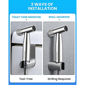 Bidet Sprayer for Toilet with Brass Valve, Pressure Adjustable, OPKIDDLE Handheld Water Jet Spray Muslim Shower, Stainless Steel Toilet Sprayer for Diaper Feminine Wash, Floor and Car Cleaning