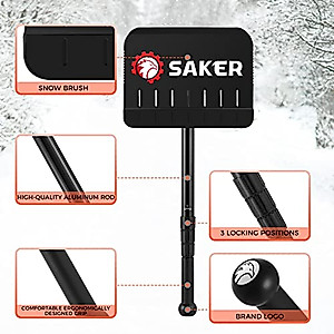Saker Collapsible Snow Removal & Ice Scraper Kit-Extendable Ice Scraper|Extendable Grip Snow Scraper, Magical Car Windshield Ice Snow Remover Scraper Tool