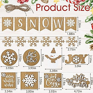 Chitidr 20 Pcs Tiered Tray Set - Christmas Snowflake Table Decor Snowman Rustic Farmhouse Wood Sign Hello Winter Tabletop Sign Decor for Xmas Winter Holiday Table Shelf Home