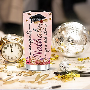 Personalized Graduation Tumbler for Her 2024, Unique Graduation Gifts for Women, Daughter, Sister, Girls, Friends, College, High School Graduation Class of 2024 Tumbler 20oz - 30oz