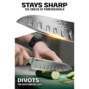 Dalstrong Santoku Knife - 7 inch - Shogun Series - Damascus - Japanese AUS-10V Super Steel 67 Layers - Black G10 Handle - Vegetable Knife - Vacuum Treated - Kitchen Knife - Sheath Included