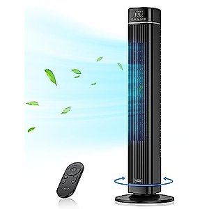 VCK Tower Fan for Bedroom,90° Oscillating Fan with 26ft/s Velocity,40" Cooling Floor Fan with Smart Remote,Touch Control,3 Speeds,4 Modes,12H Timer,Quiet Bladeless Standing Fan for Home,Office