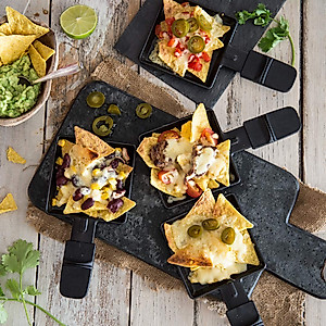 Non-Stick Coated Mini Grill Pan Cheese Melting Accessories for Raclettes Replacement/Additional Raclette Dishes Mini Grill Pan, Square Shape(4PCs)