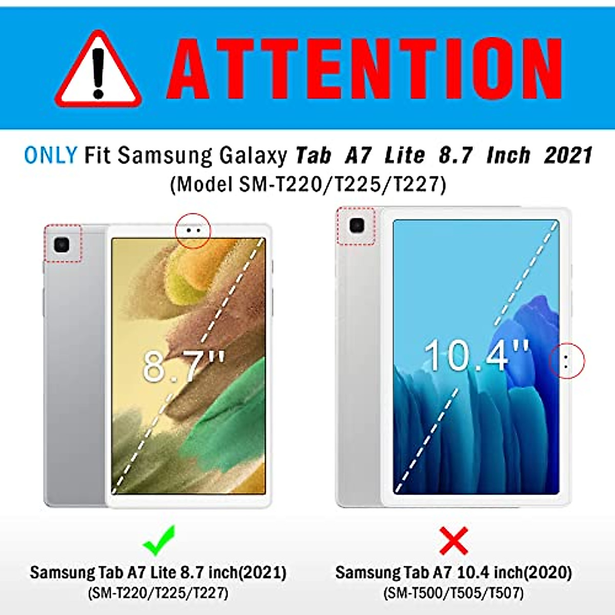 KENOBEE Case for Samsung Galaxy Tab A7 Lite 8.7" 2021 (SM-T220/T225), 360 Multi-Functional Handle-Kickstand Shockproof Cover Built-in Screen Protector & Shoulder Strap & Stylus Holder, Rainbow Blue