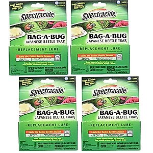 Spectracide Bag a Bug Japanese Beetle Trap Replacement Lure 16905-1, (Pack of 4)