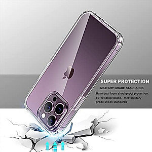 COOLQO Compatible for iPhone 14 Pro Max Case 6.7 Inch, with [2 x Tempered Glass Screen Protector] Clear 360 Full Body Protective Coverage Silicone 14 ft Military Grade Shockproof Phone Cover Clear