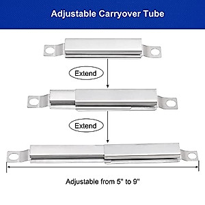 Aibabcue Grill Replacement Parts for Charbroil Advantage Series 4 Burner 463432215, 463344015, 463343015, 463433016, 463234815, Stainless Heat Plate Shield, Grill Burner, Adjustable Carryover Tube