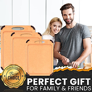 "Arco Design" Wood Fiber Cutting Boards | Extremely Durable | Non-Porous | Food and Dishwasher Safe | 100% Eco-Friendly (CSN Style | Set of 3 units (17.3" x 12.8" | 14.5" x 10.8" | 11.8" x 8.5"))