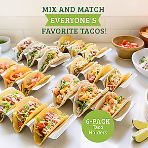 Chef Tacos Stainless Steel Taco Holder Set of 6 - Taco Stands with Handles, Dishwasher and Grill Safe Taco Rack, Taco Serving Set, BPA-Free Metal Taco Shell Holders