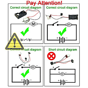 EUDAX 6 Set DC Motors Kit, Mini Electric Hobby Motor 3V -12V 25000 RPM Strong Magnetic with Shaft Propeller, 2 x AA Battery Holder,9V Battery Clip Connector,Plastic Wheels for DIY Science Projects