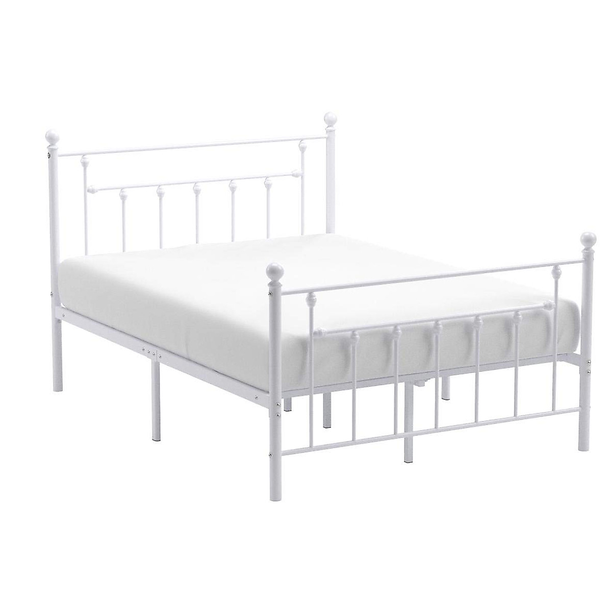 VECELO Full Size Metal Platform Bed Frame with Headboard and Footboard, Heavy Duty Slat Support/No Box Spring Needed Mattress Foundation/Underbed Storage Space, Victorian Style