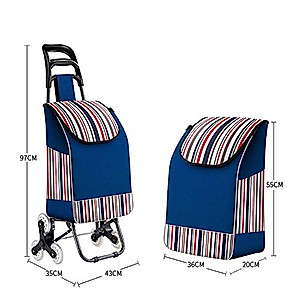 Shopping Trolley on Wheels Upgraded , 2In1 Folding Shopping Cart Max Capacity,Labor Saving for Stair Climbing with Adjustable Bungee Cord, Noiseless 3 Wheels