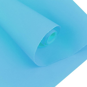 HGUAN Smooth Solid Color PVC Jelly Roll Waterproof Vinyl Faux Leather Fabric 12"X53"(30cmX135cm) for Making Crafts,Hair Bows,and Sewing Craft Projects (Sky Blue)