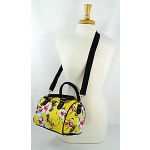 Liquor brand Aloha Hawaiian Luau Hawaiian hibiscus print Round Purse Handbag (Yellow)