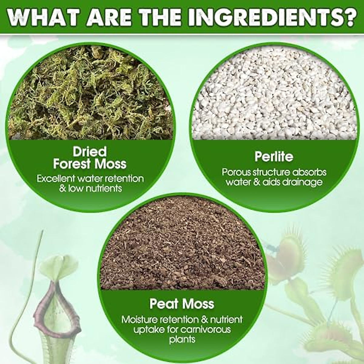 DUSPRO Carnivorous Plant Soil Mix 5oz - Include Forest Moss, Peat Moss, Perlite Potting Mix for Carnivorous Plants, Venus Fly Traps Plants, Pitcher Plant, Butterworts, Sundews - Carnivorous Plant Food