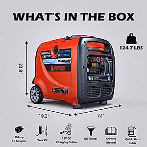 A-iPower SUA4000iED 4000 Watt Portable Inverter Generator Gas & Propane Powered, Small with Electric Start RV Ready for Camping, Tailgate, or Home emergency