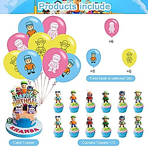 Stumble Guys Birthday Party Supplies, Stumble Guys Party Decorations,Stumble Guys Party Theme Includes Balloons,Banner,Cake Toppers for Kids Birthday Theme Party Decorations