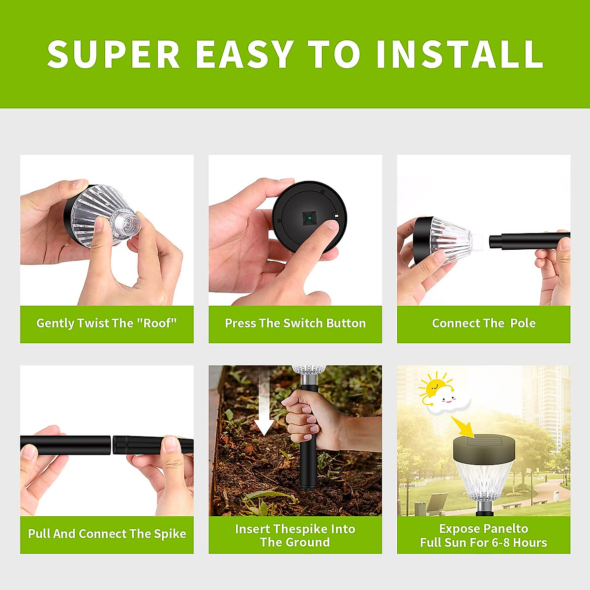 RIDALUX Solar Pathway Lights 12 Pack, Outdoor Waterproof Garden Lights Auto On/Off, Landscape Lighting Decorative for Yard Walkway Driveway Lawn